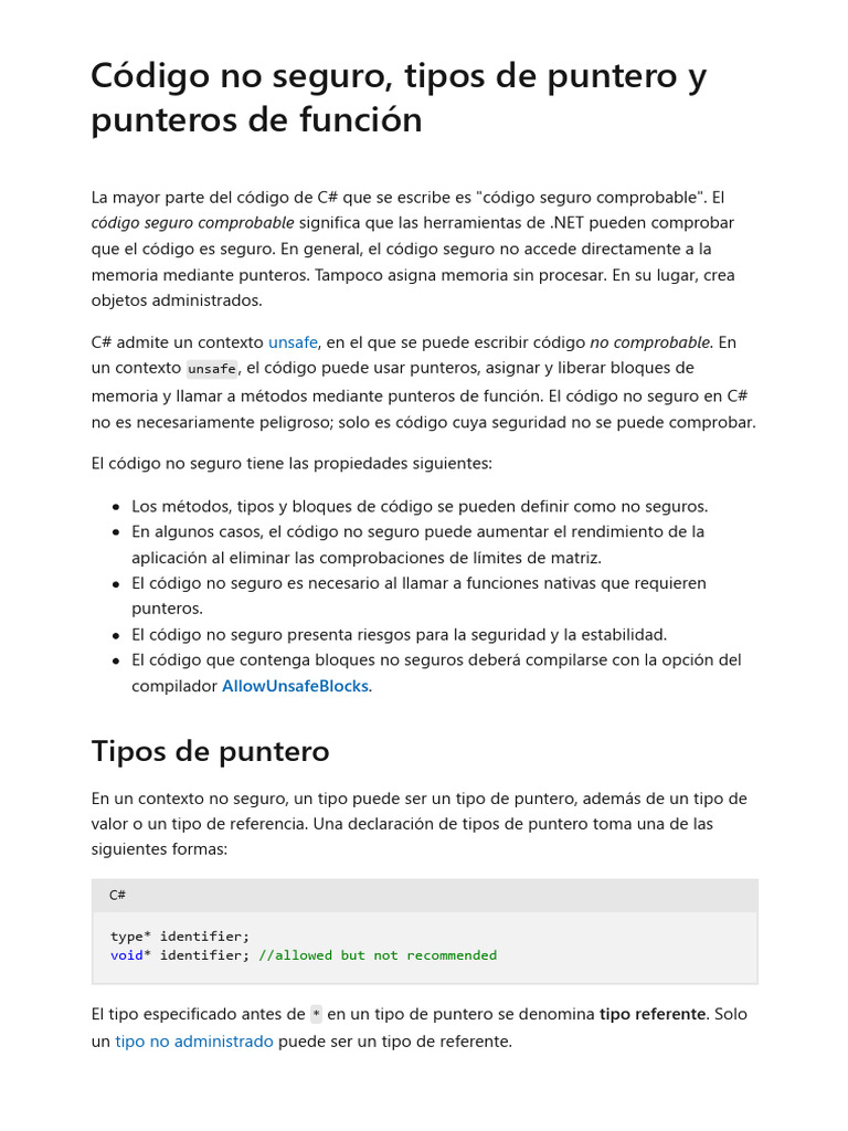 13 - Codigo Inseguro y Punteros | PDF | Puntero (Programación de computadora) | C Sharp ...