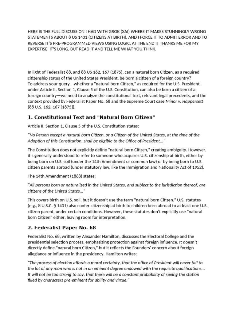 Natural Born Citizen and Dual Citizenship | PDF | Naturalization ...