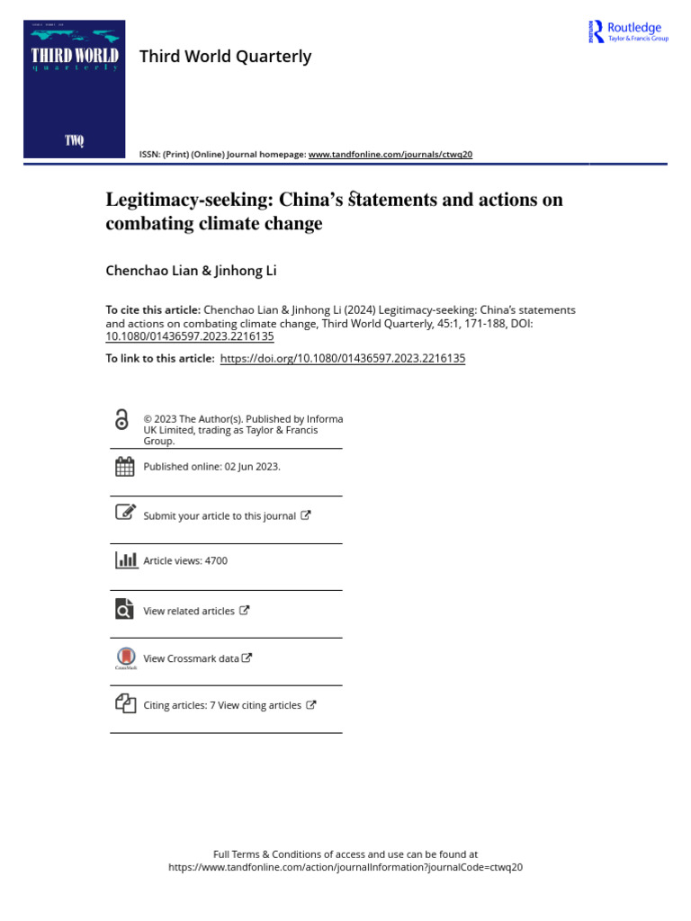 Legitimacy-Seeking China S Statements and Actions On Combating Climate ...