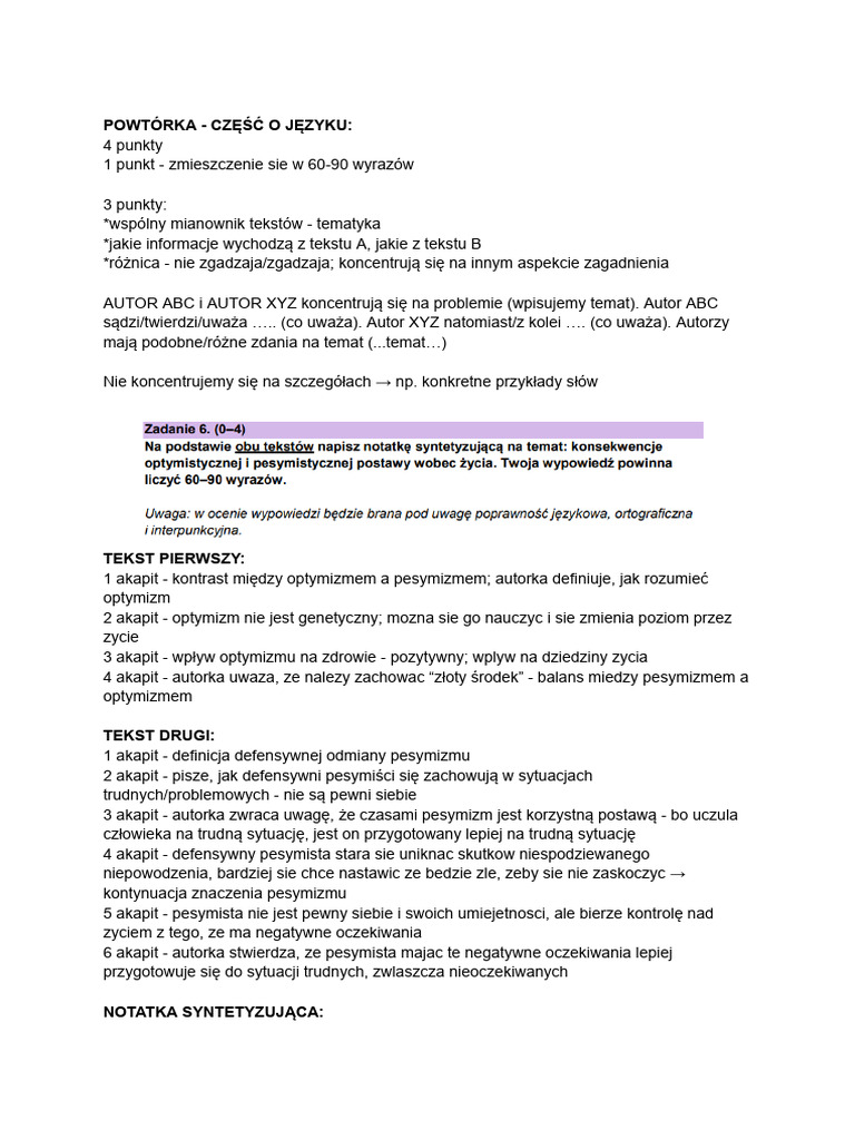 Powtórka - arkusz | PDF