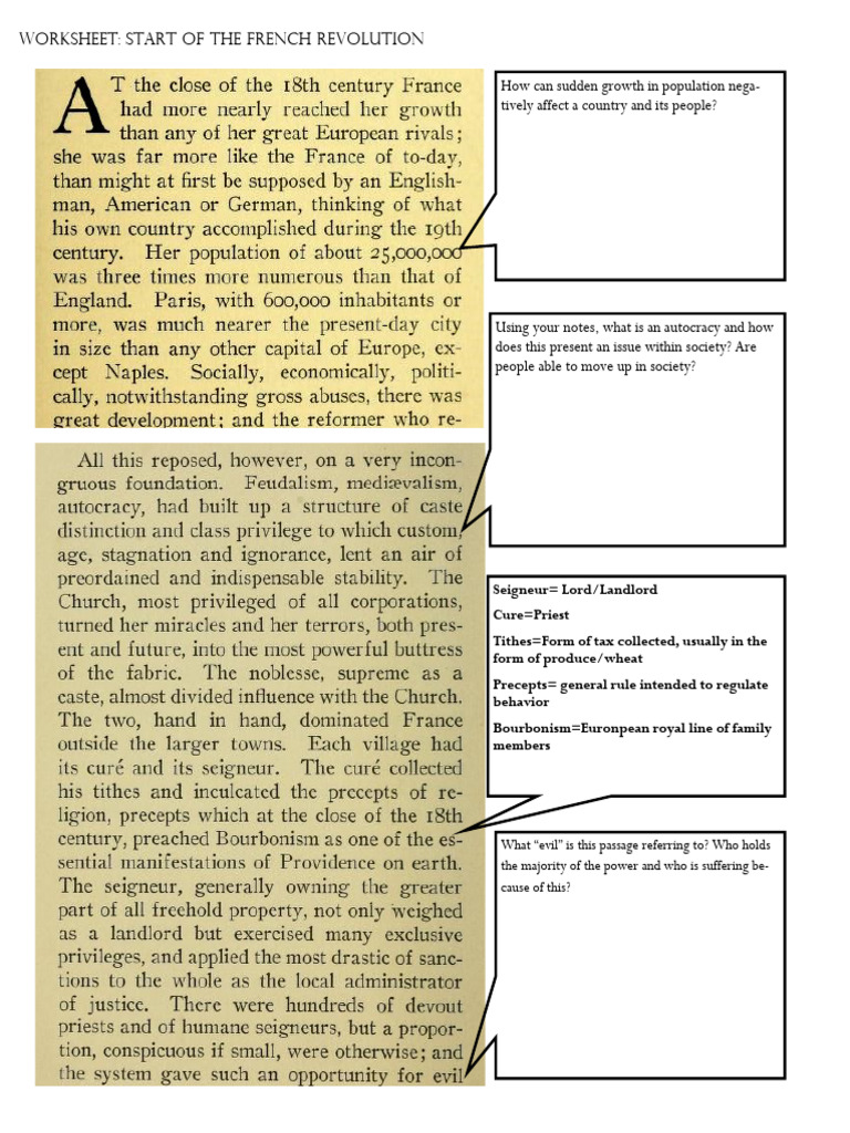 French Revolution Worksheet | PDF | Reign Of Terror | Maximilien ...