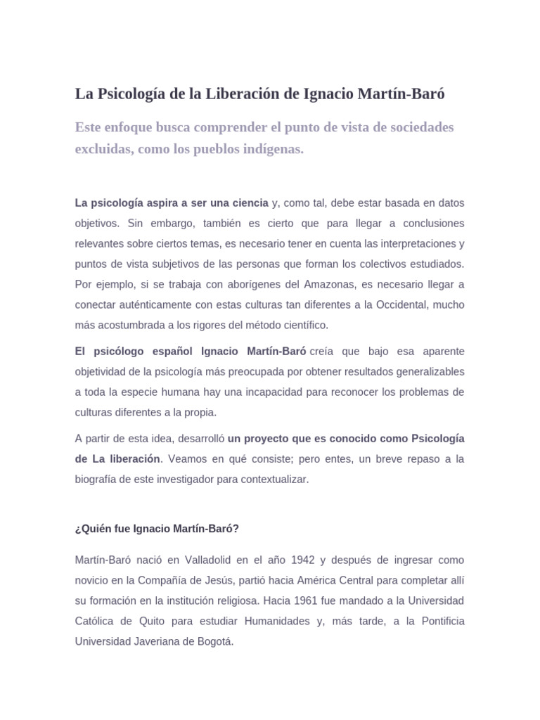 Sintesis Del Aporte de Martin Baro - ATorres-2 | PDF | Sicología ...