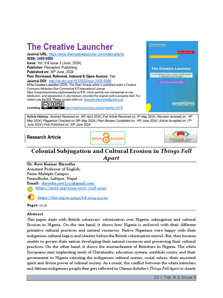 Colonial Subjugation and Cultural Erosion in Thing | PDF