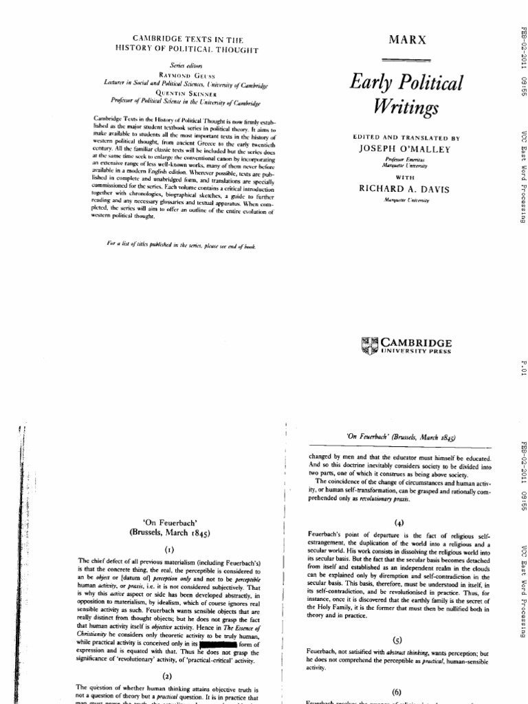 Marx - Early Political Writings | PDF