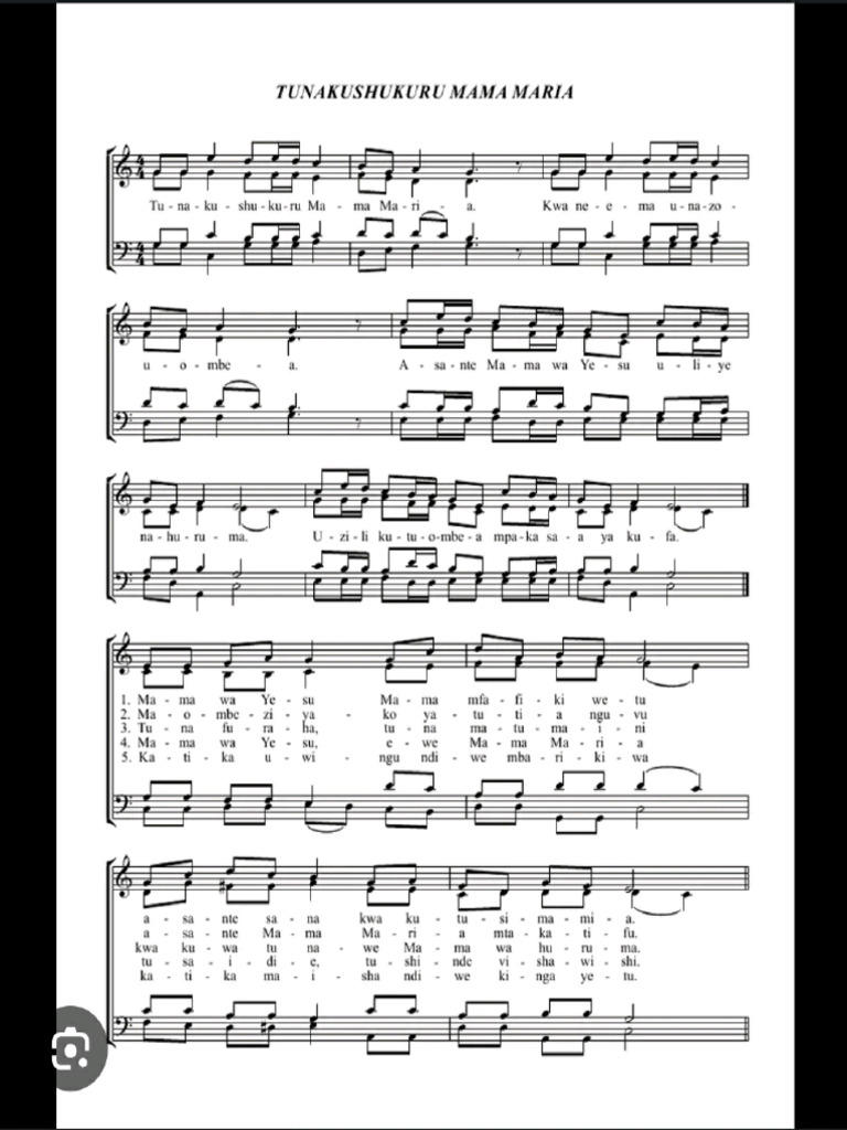 Tunaku Shukuru Mama Maria | PDF
