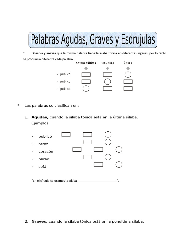 533768230 Ficha Agudas Graves y Esdrujulas | PDF