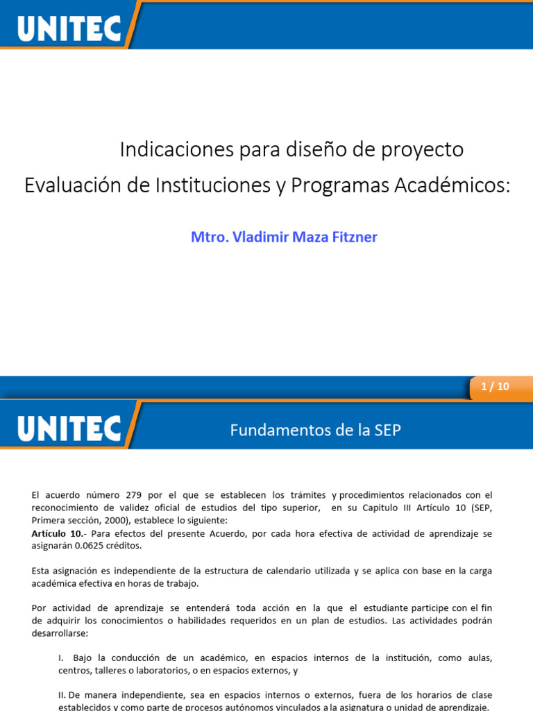 Sem 4indicaciones Diseño de Proyecto Evaluación de Instituciones y Programas Académicos | PDF ...