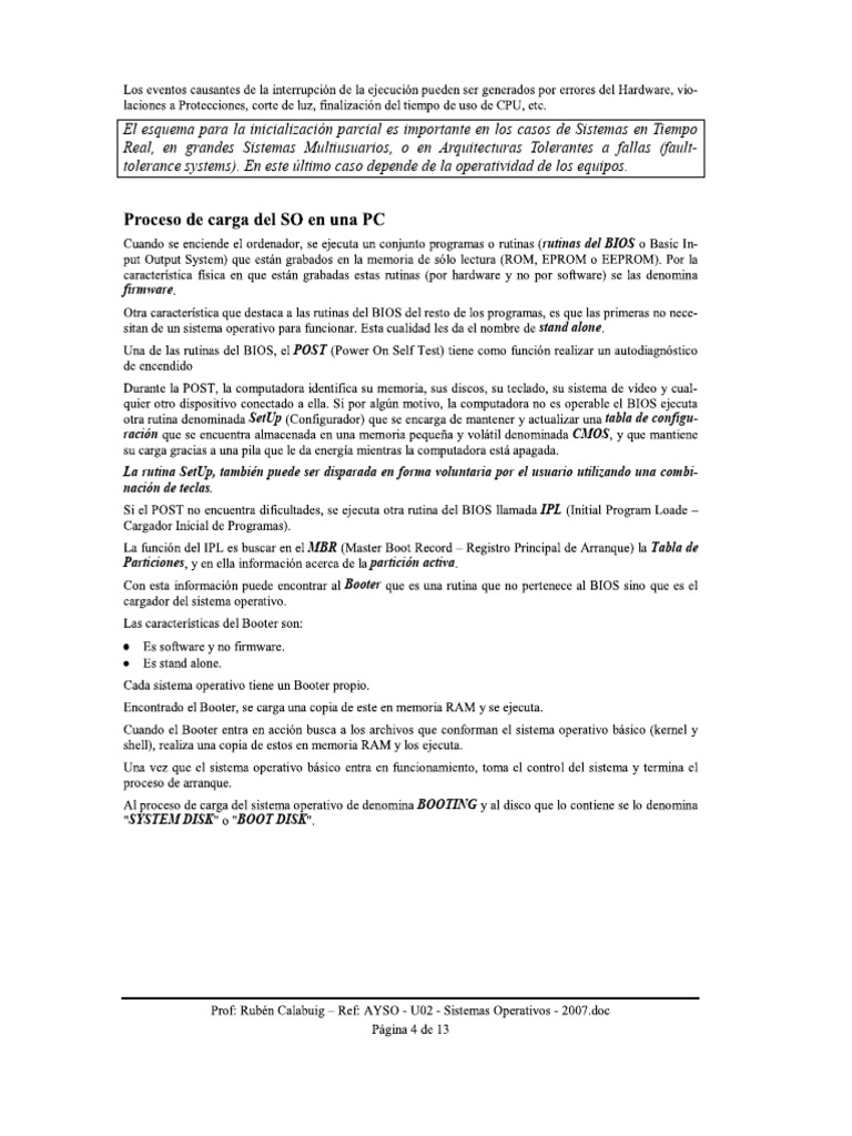 Proceso de Carga Del SO | PDF