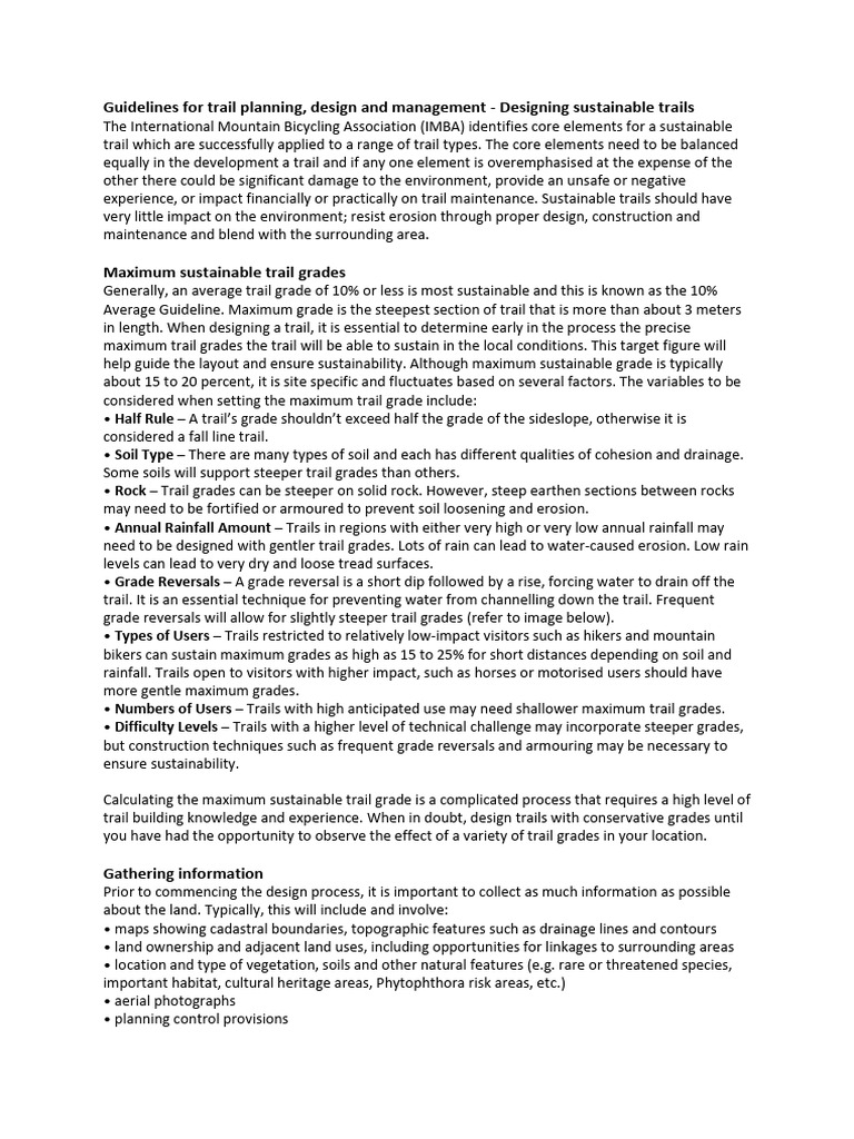 Sustainable Trail Design Guidelines | PDF | Trail | Erosion
