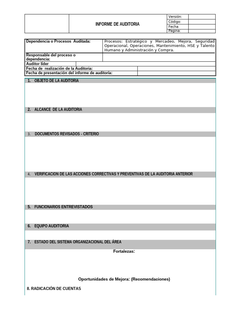 Informe Auditoria Interna | PDF