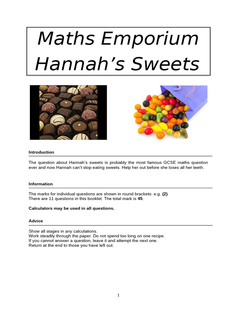 GCSE Maths: Probability with Sweets | PDF | Desserts | Foods