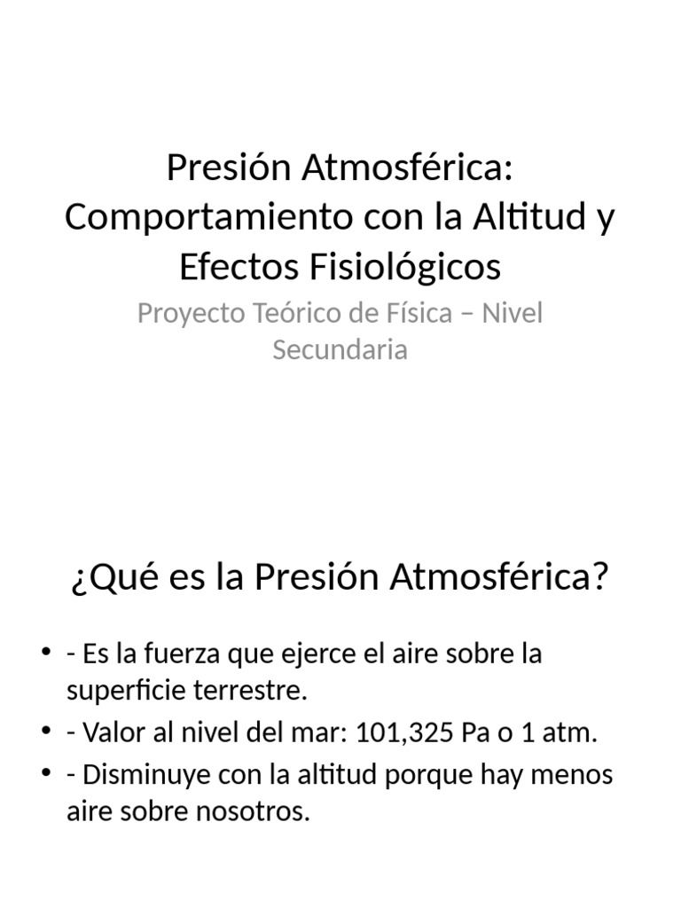 Presion Atmosferica Fisica Secundaria | PDF