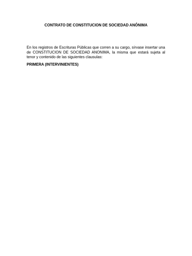 Contrato de Constitucion de Sociedad Anónima | PDF