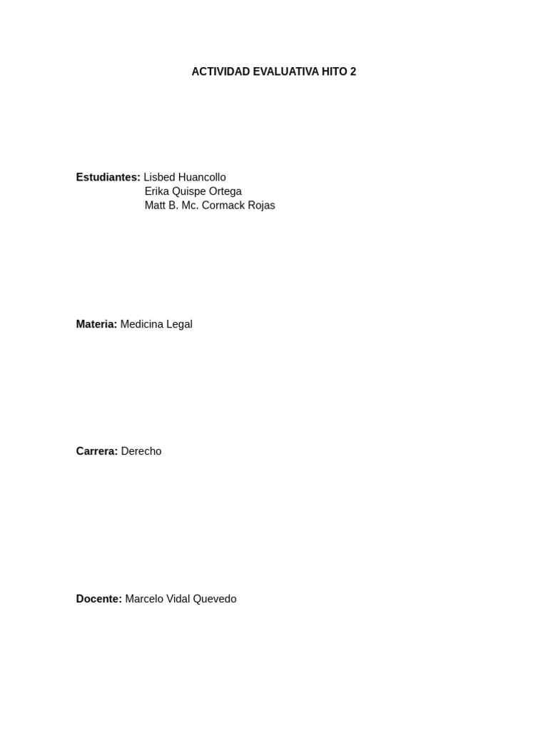 Actividad Evaluativa Hito 2 | PDF | Homicidio involuntario | Medicina