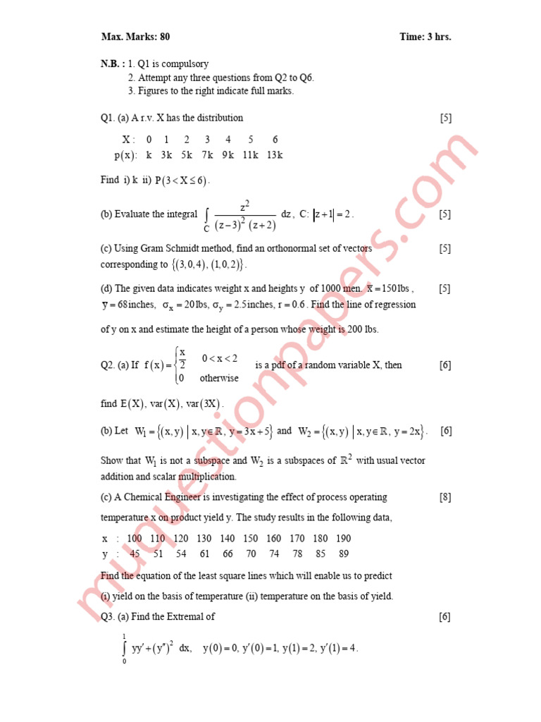 Be - Electronics and Computer Science - Semester 4 - 2023 - December - Engineering Mathematics ...