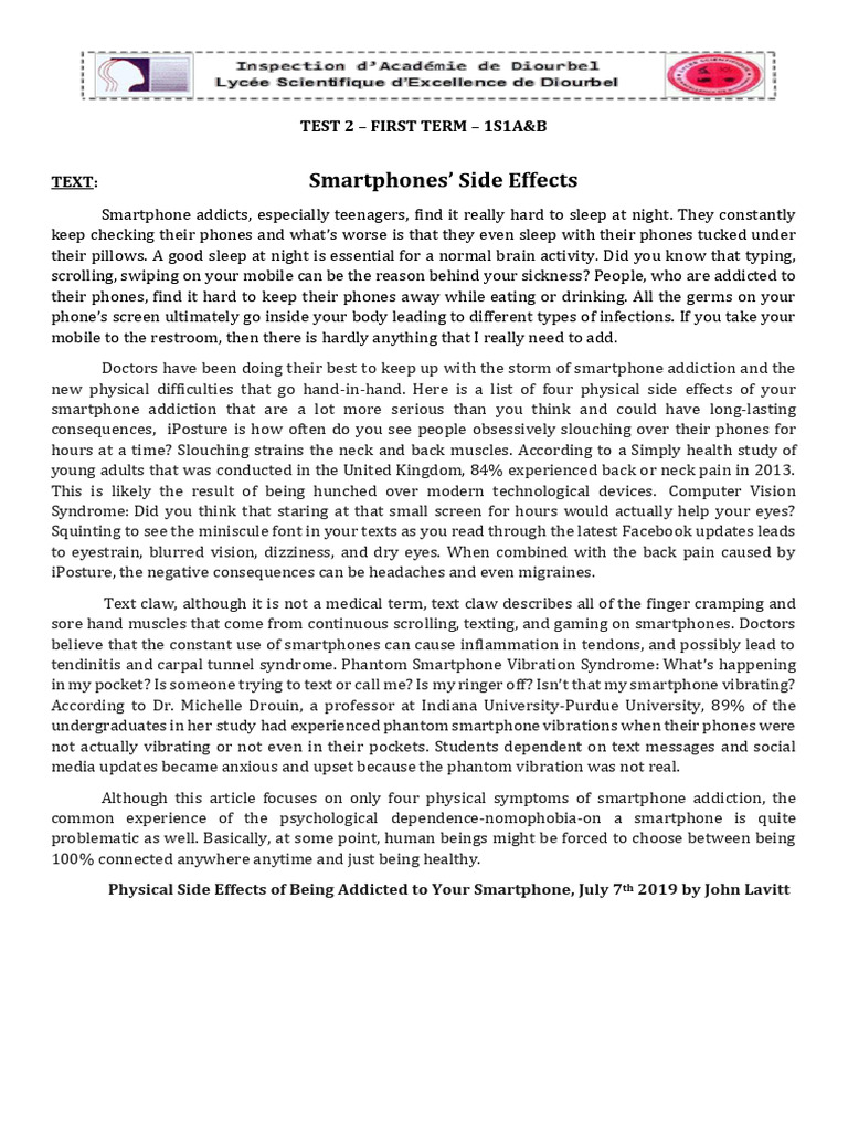 Smartphones Side Effects 2ndS | PDF | Smartphone | Headache