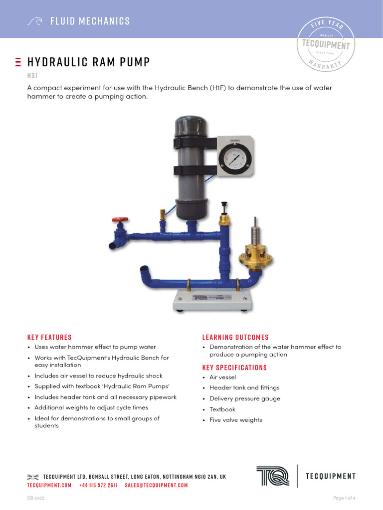 Hydraulic Ram Pump H31 Overview | PDF | Pump | Dynamics (Mechanics)