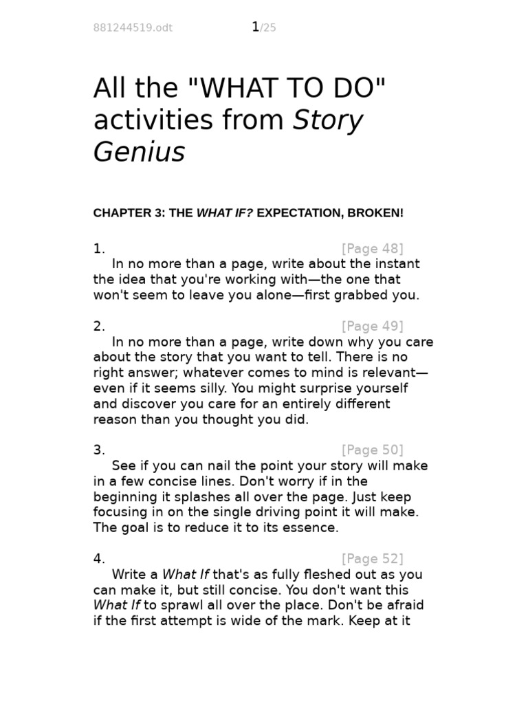 Story Genius Workbook Activities | PDF