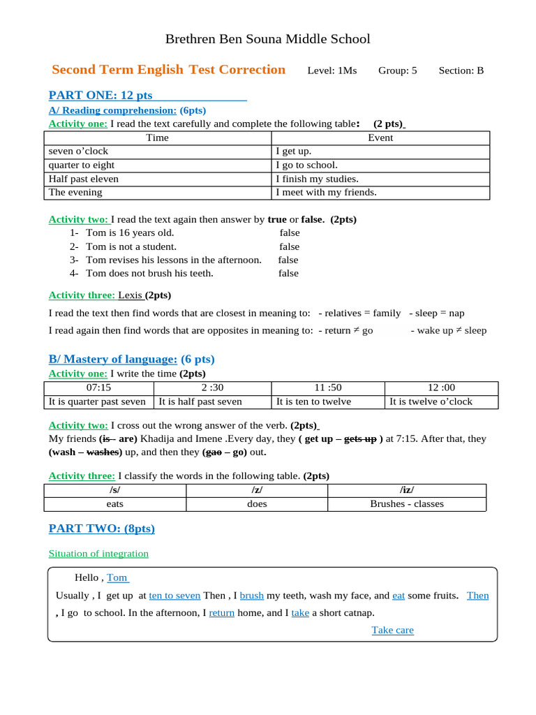 1MS 2nd Term Test B Correction | PDF