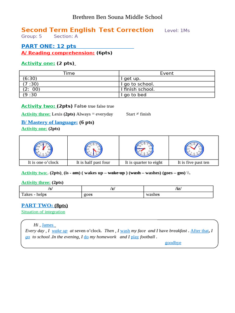 1MS 2nd term Test A Correction | PDF