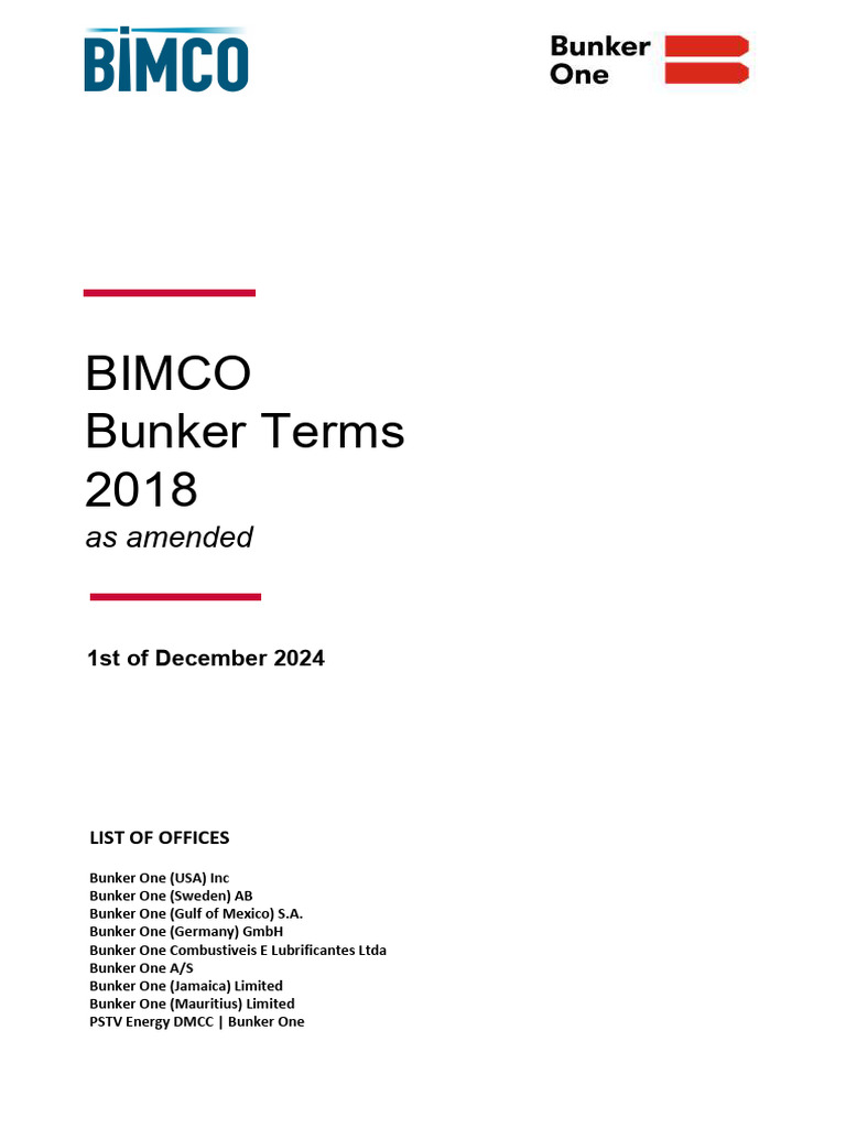 BIMCO Bunker Terms 2018 Overview | PDF | Arbitration | Indemnity