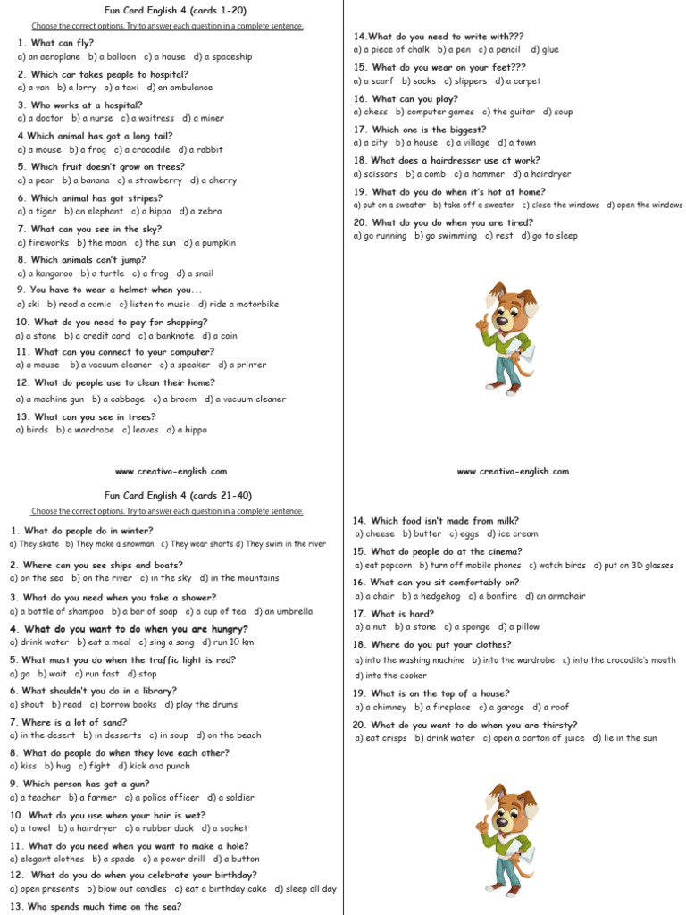Fun English Quiz: Choose the Right Answer | PDF