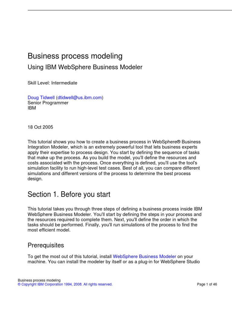 Business Process Modeling: Using Ibm Websphere Business Modeler | PDF ...