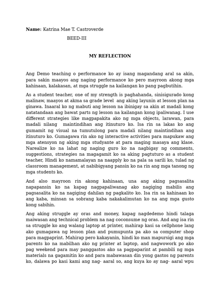 My Reflection | PDF