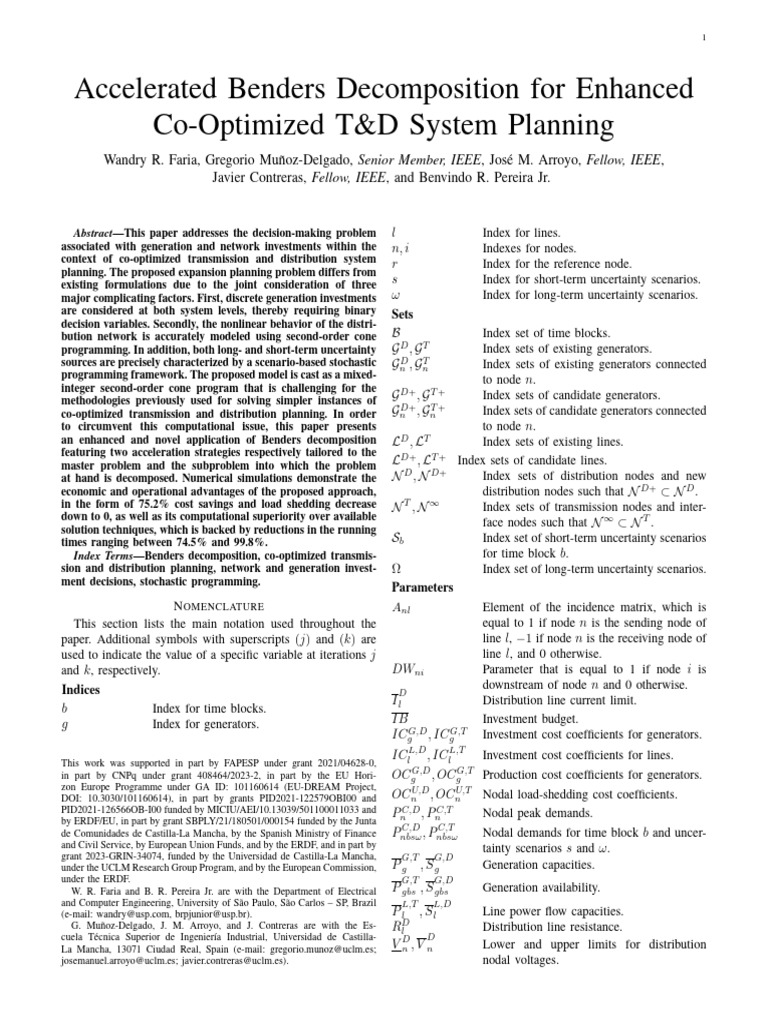 Accelerated Benders Decomposition For Enhanced Co-Optimized TampD System Planning | PDF ...