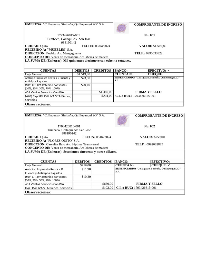 Comprobante de Ingresos y Egresos Contabilidad Segundo G | PDF | Pagos | Comercio