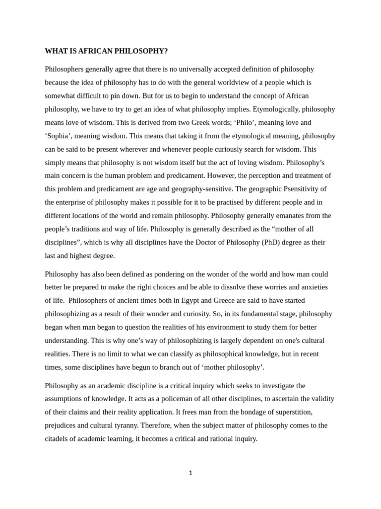 Understanding African Philosophy | PDF | Thought | Deities