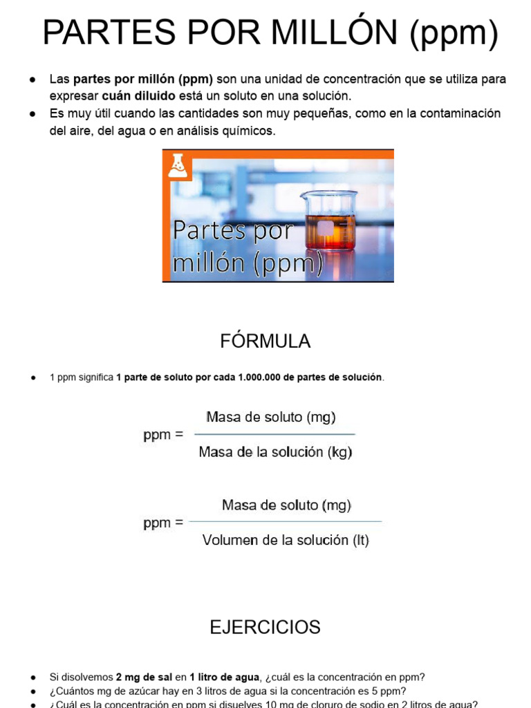 Cálculo de Partes por Millón en Agua | PDF