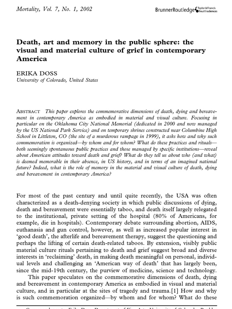Grief and Commemoration in America | PDF | Grief | Memorial