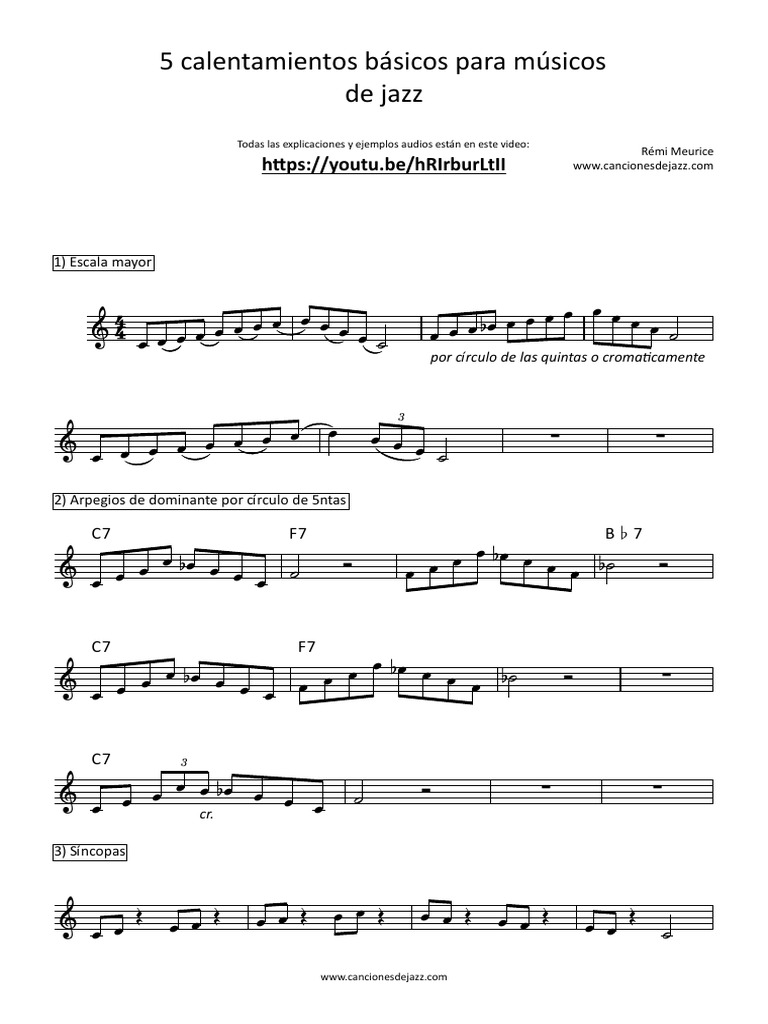 Calentamientos Jazz para Músicos | PDF | Elementos de la música ...