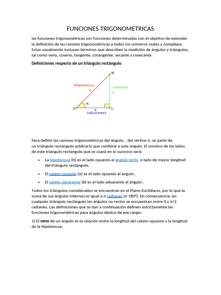Funcion Trigonometrica-Fisia | PDF | Funciones trigonométricas | Matemática Elemental