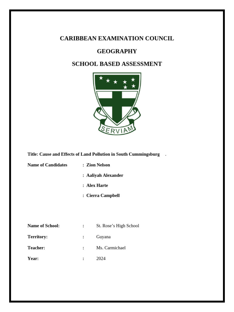 Geography SBA - Zion Nelson | PDF | Pollution | Waste