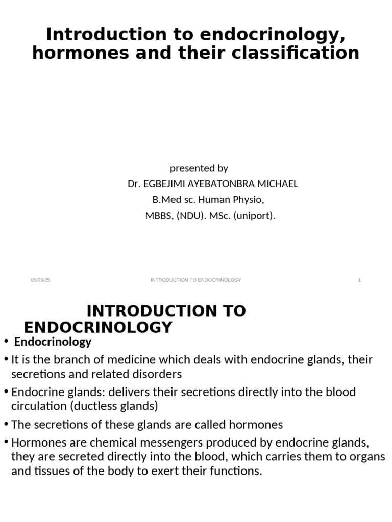 Introduction To Endocrinology | PDF | Hormone | Endocrine System