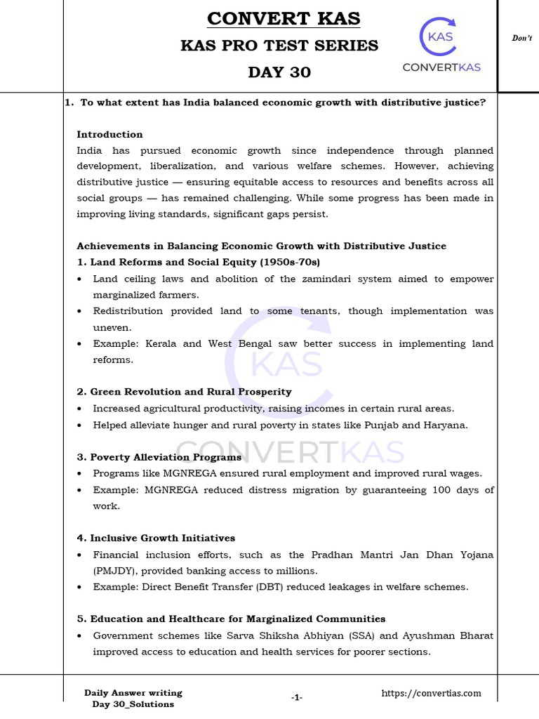 KAS Pro - Day 30 Mains Solutions | PDF | Foreign Direct Investment ...