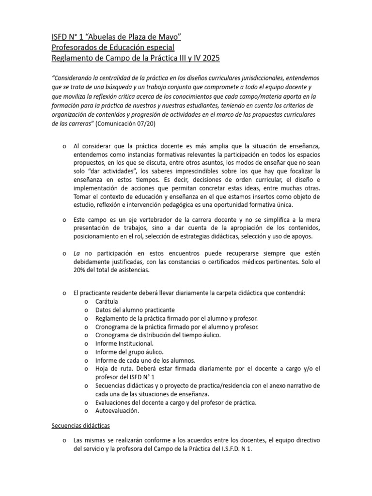 Reglamento de La Pr-Ctica 2025 | PDF | Enseñando | Maestros