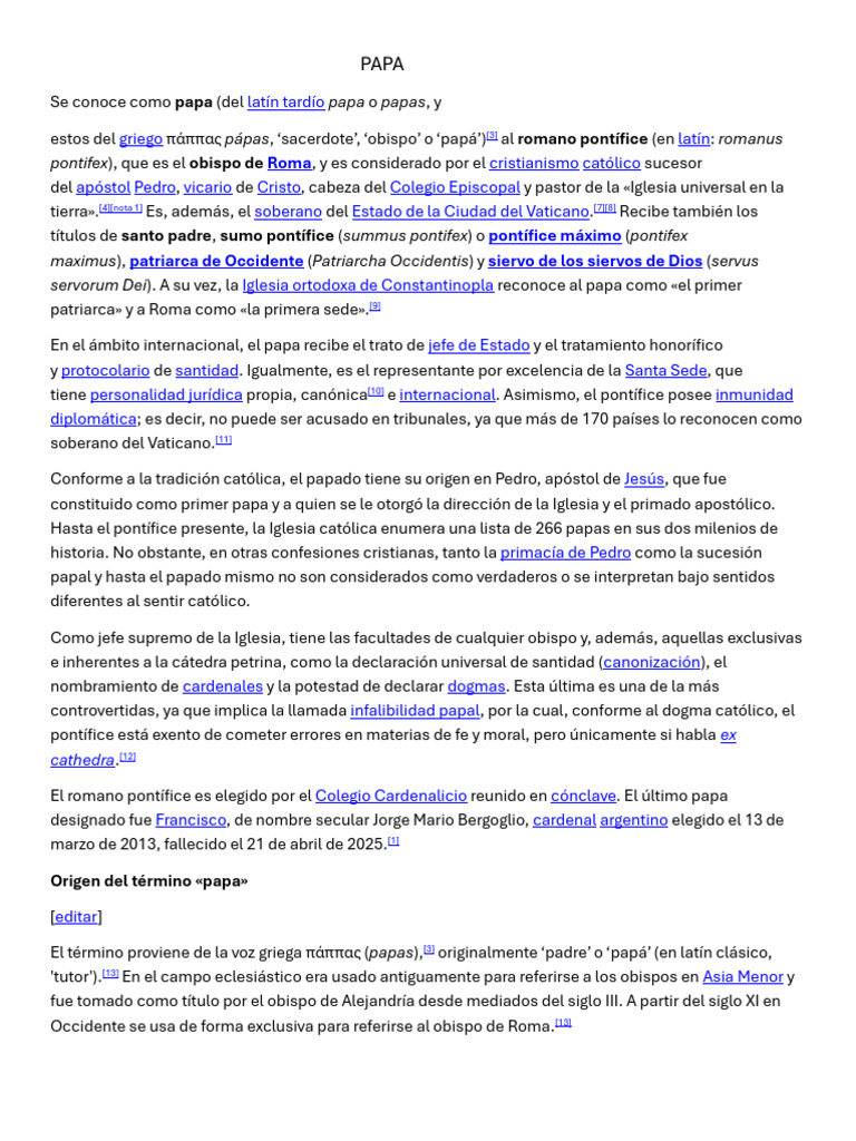 Historia y Funciones del Papa | PDF | Papa | San Pedro