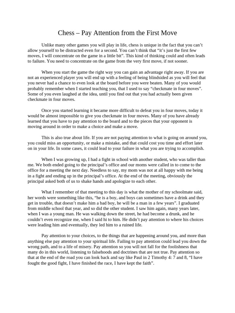 Lessons From Chess - 02 - Pay Attention | PDF | Chess