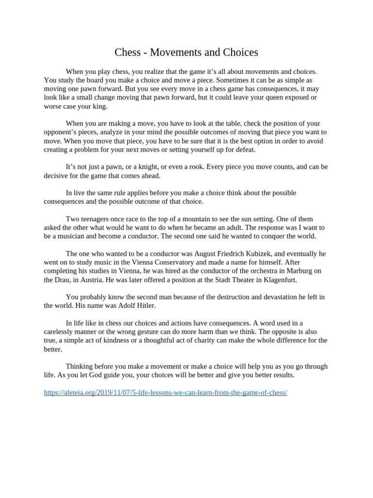 Lessons From Chess - 01 - Movements and Choices | PDF