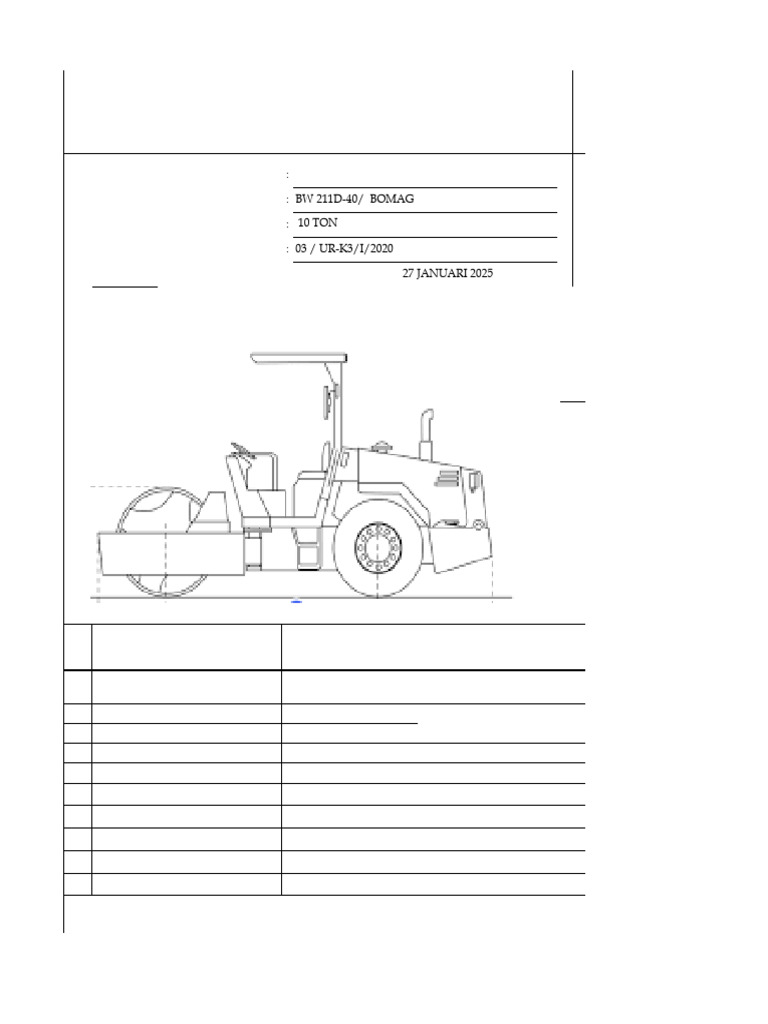 Contoh Form P2H Excavator BW 211D-40 | PDF