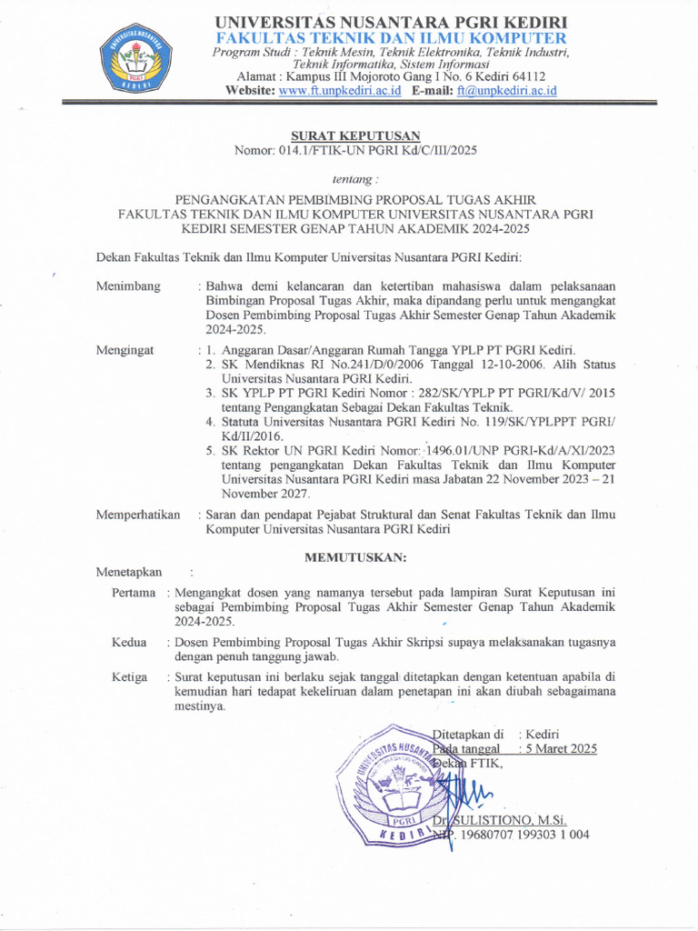 SK Pembimbing Proposal (Rev) | PDF