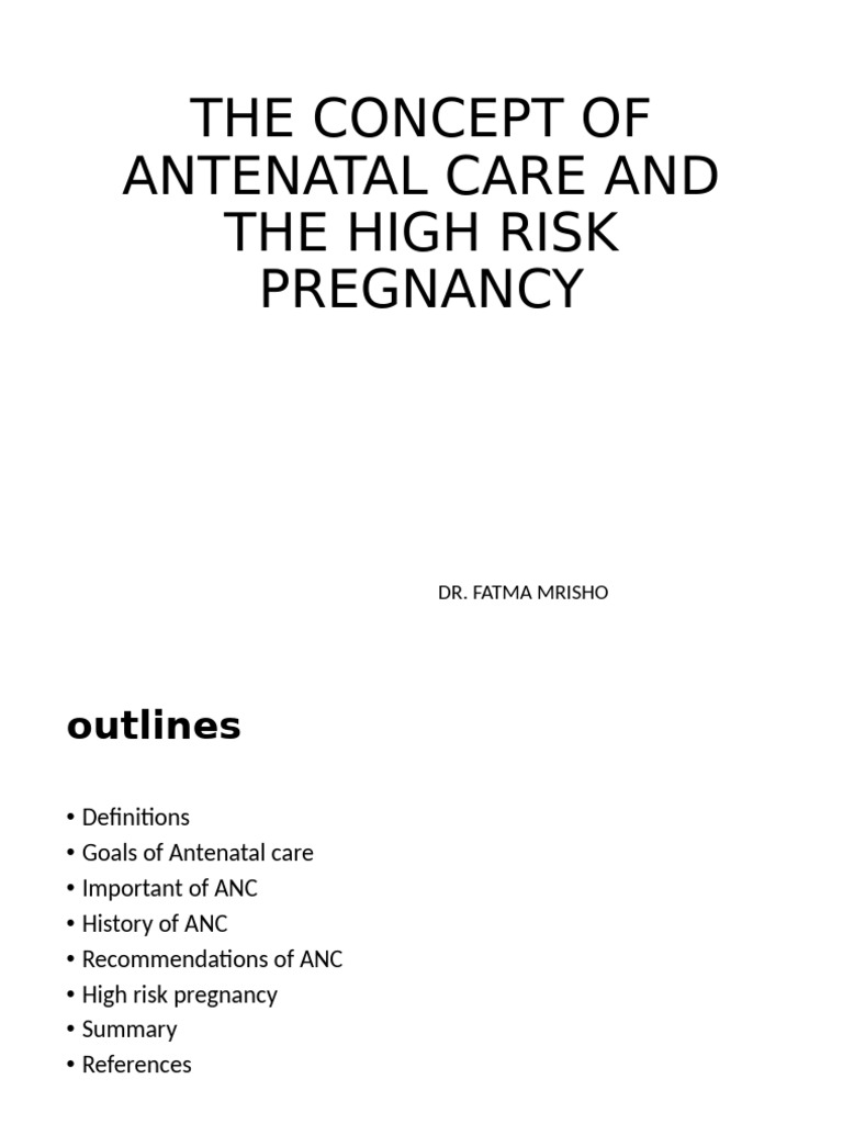 3. the Concept of Antenatal Care and High Risk Pregnancy | PDF ...