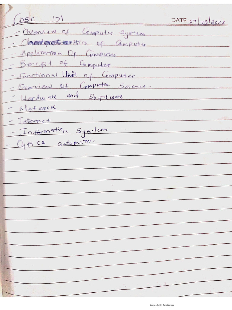 CSC101 First Lectures Note | PDF