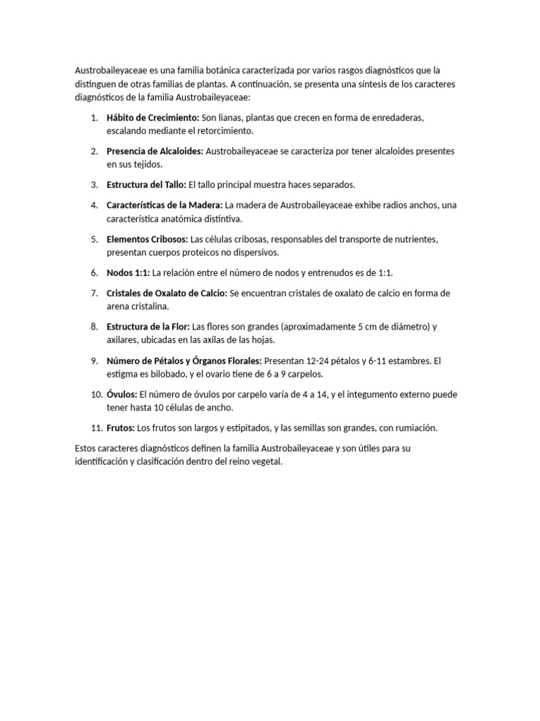Características de Austrobaileyaceae y Botánica | PDF | Botánica ...