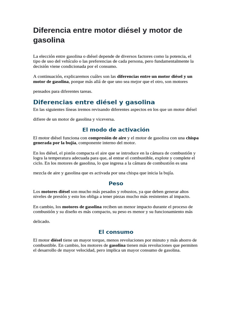 Diferencias Entre Diésel Y Gasolina. – SIKY