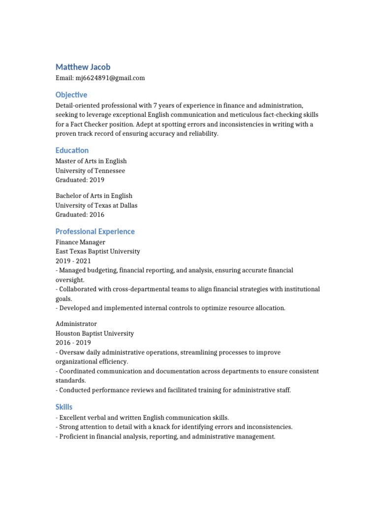 Matthew Jacob Resume | PDF