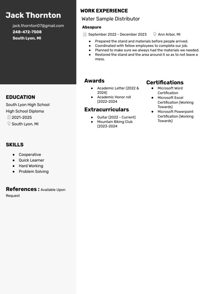 Jack Thornton Resume | PDF